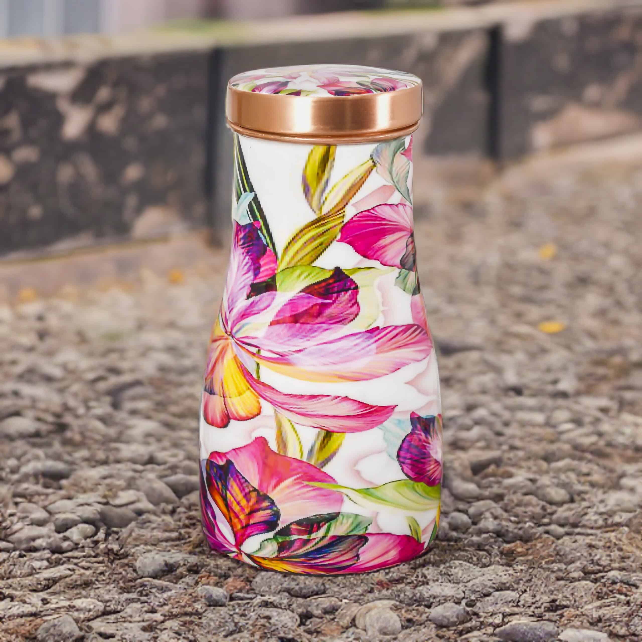 Blossom Enamel Printed Pure Copper Bedside Pot