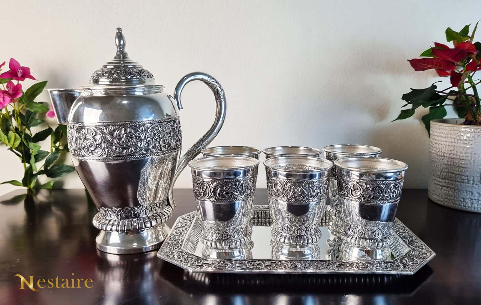 Sterling Silver Water Jug Set, Real Silver Jug Set