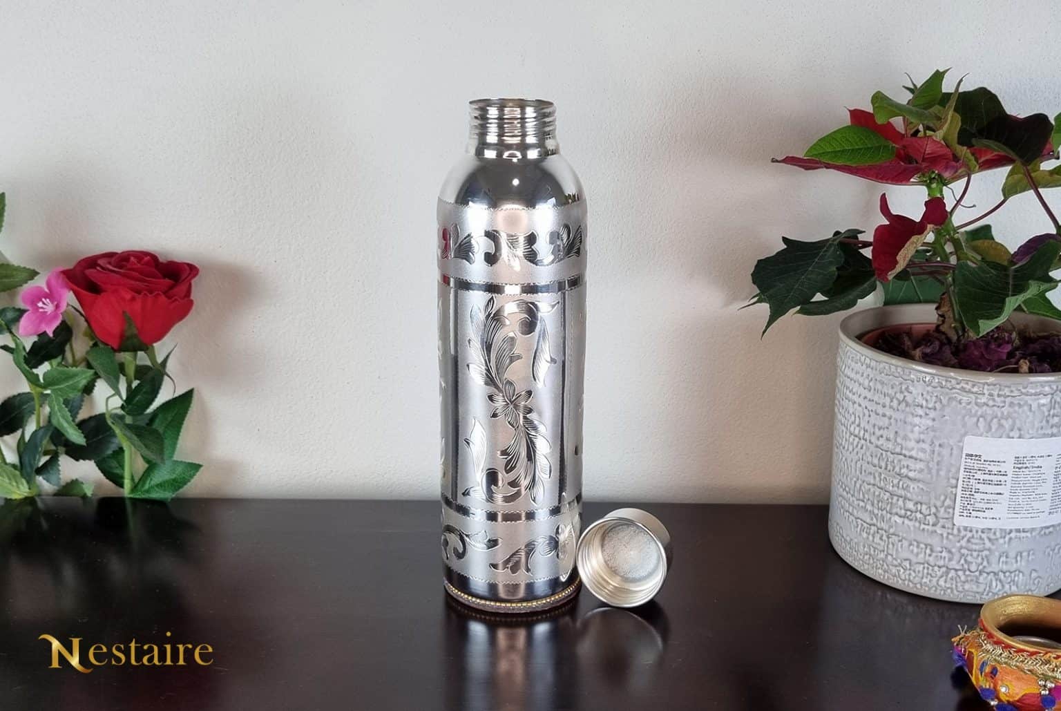Pure Silver Water Bottle, Sterling Silver Bottle