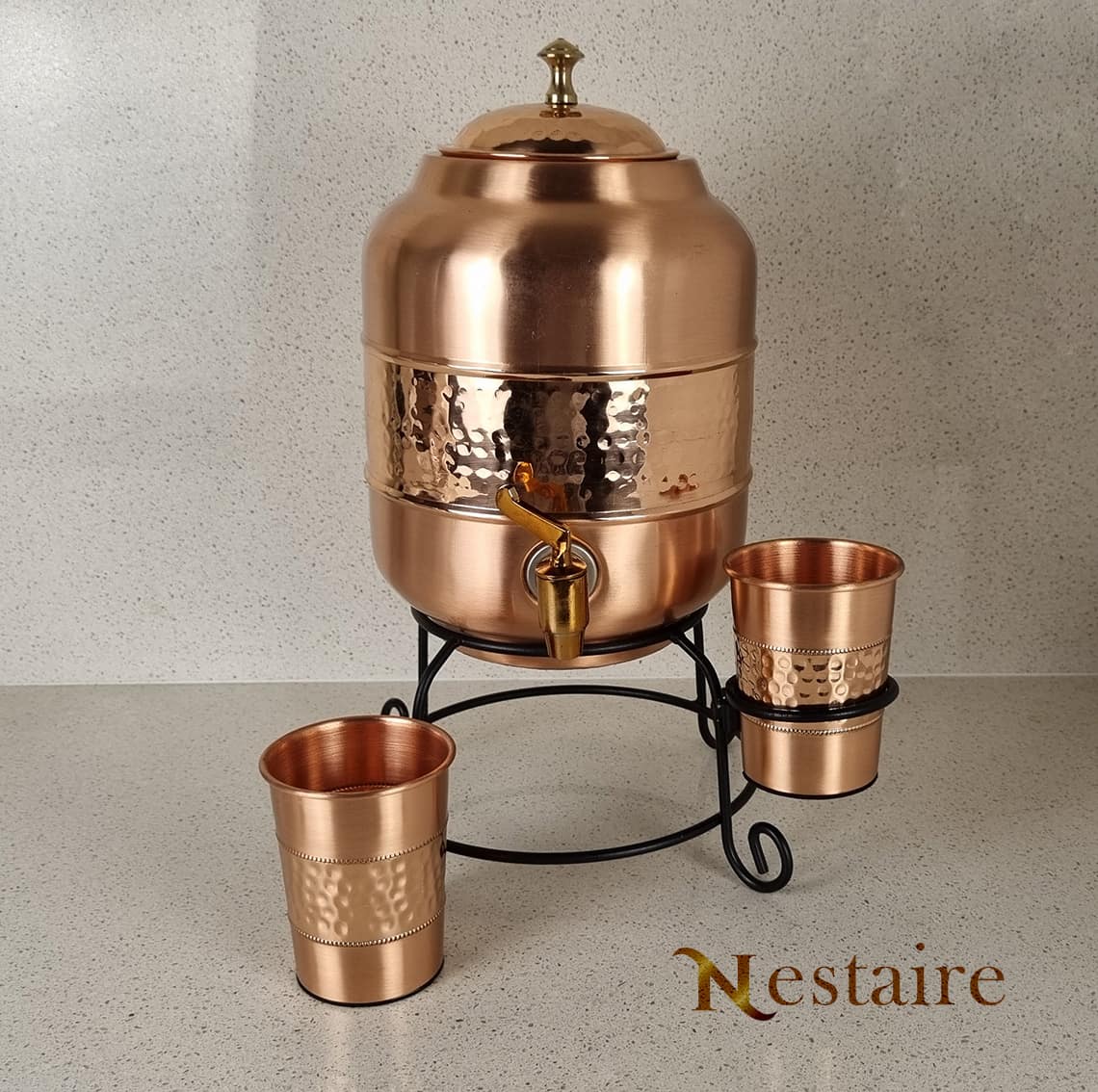 Copper Water Dispenser Set 5L | Matching Glasses | Nestaire